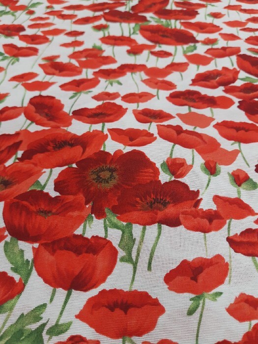 Dekoračná látka Loneta maková lúčka :: Galantéria Ivulienka